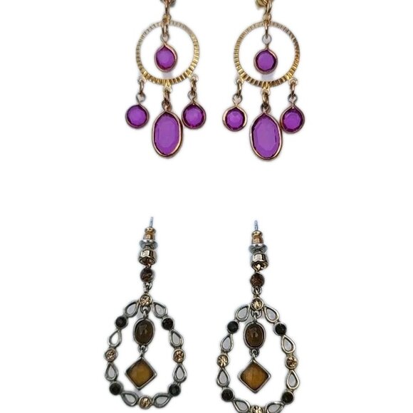 paparazzi | Jewelry | Chandalier Purple Yellow Rhinestones Dangle ...